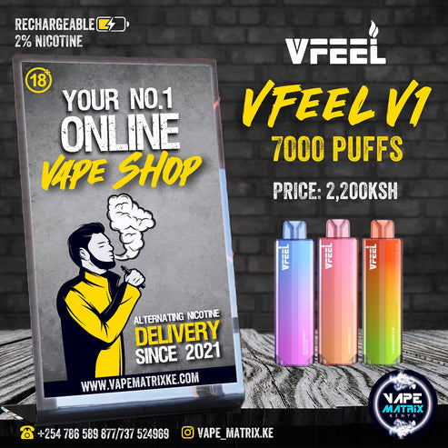 VFEEL V1 7, PUFFS 2% NIC – Vape Matrix Kenya