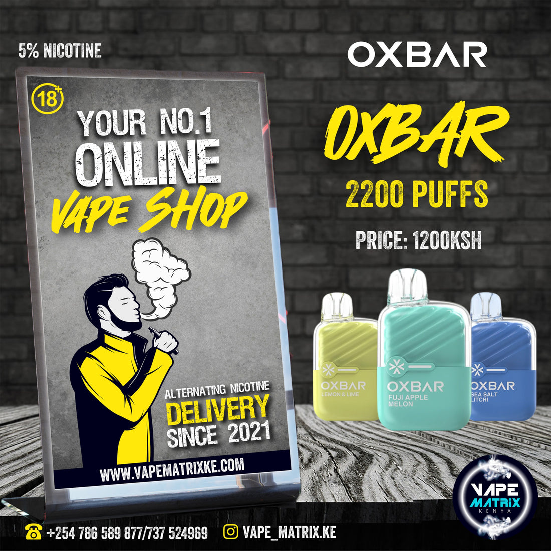 OXBAR MINI 2200 PUFFS DISPOSABLE 5% NIC – Vape Matrix Kenya